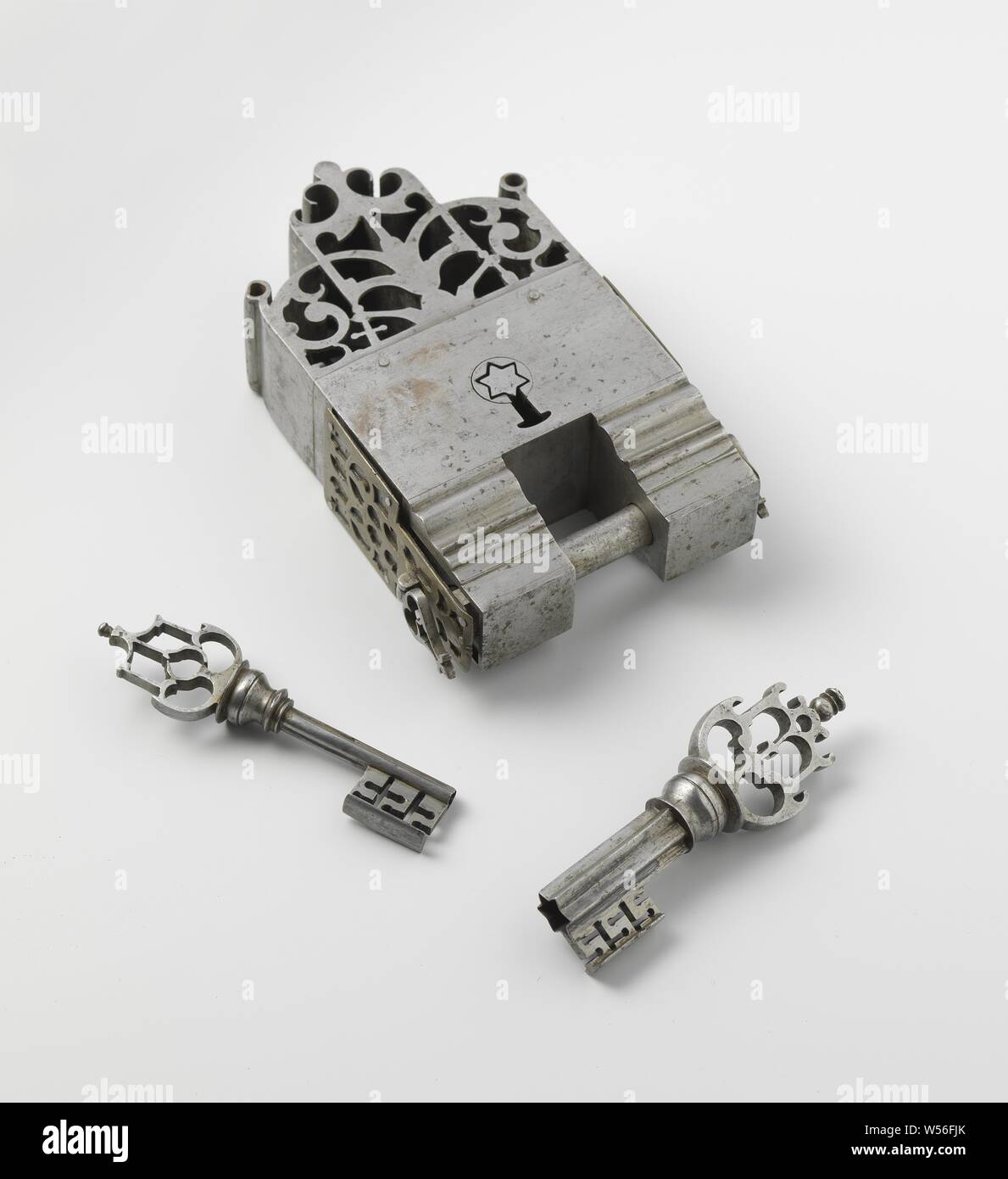 Padlock with copper mounted, and two keys, A padlock with copper ...