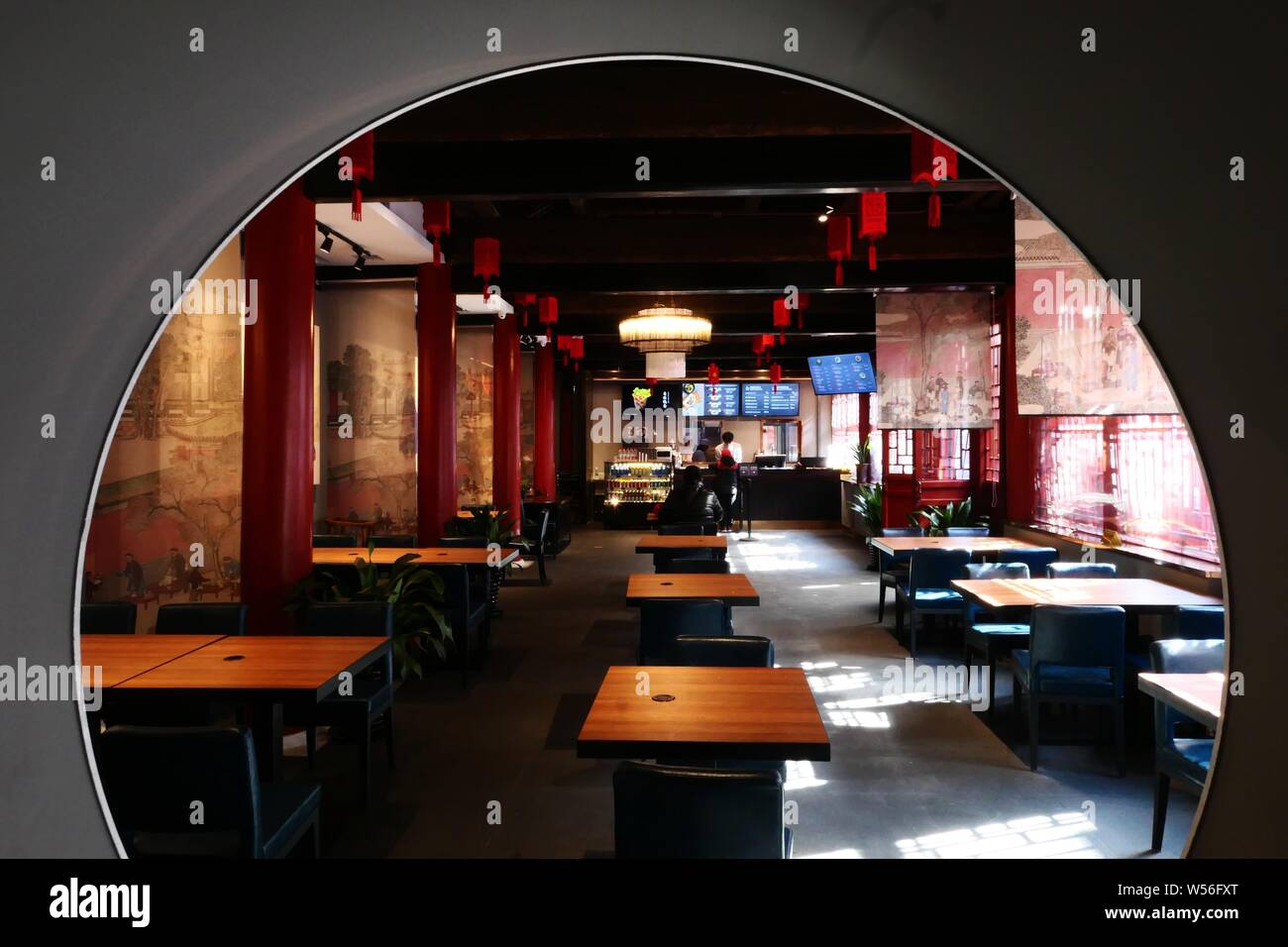 An interior view of the emperor-themed hotpot eatery named Corner Tower ...
