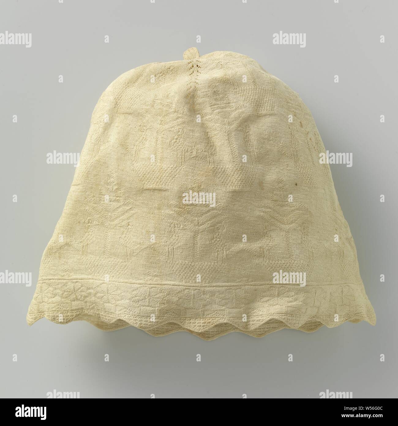 Nightcap, Cotton nightcap, knitted with a symmetrical pattern of trees ...