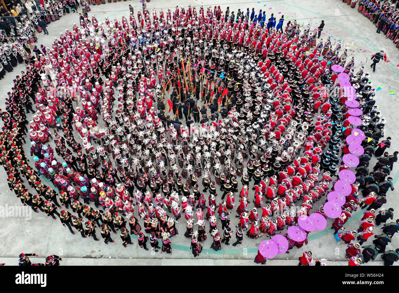 Local Chinese people of Miao ethnic minority dressed in traditional ...