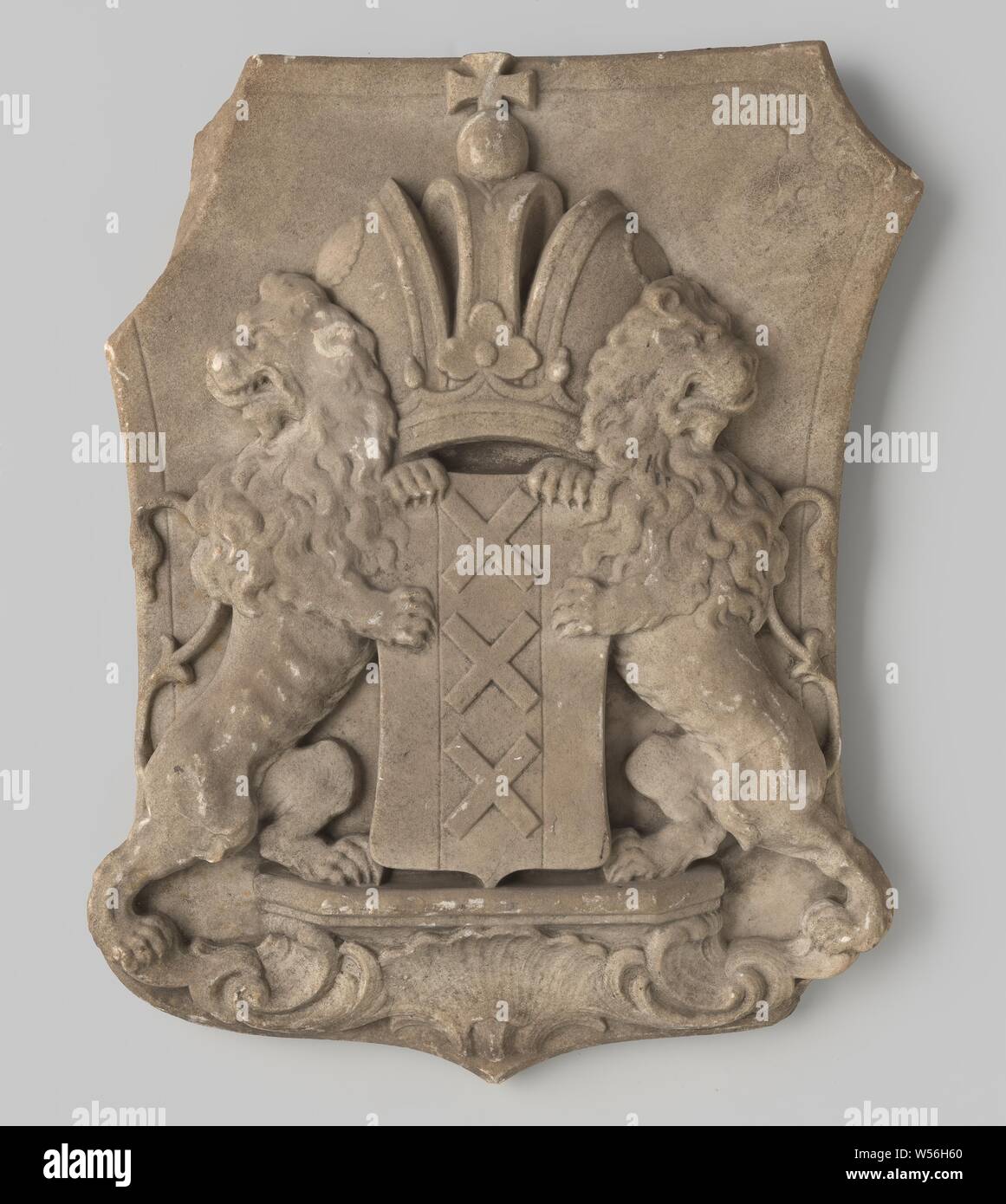 Coat of arms Amsterdam, Marble shield in which the crowned coat of arms ...