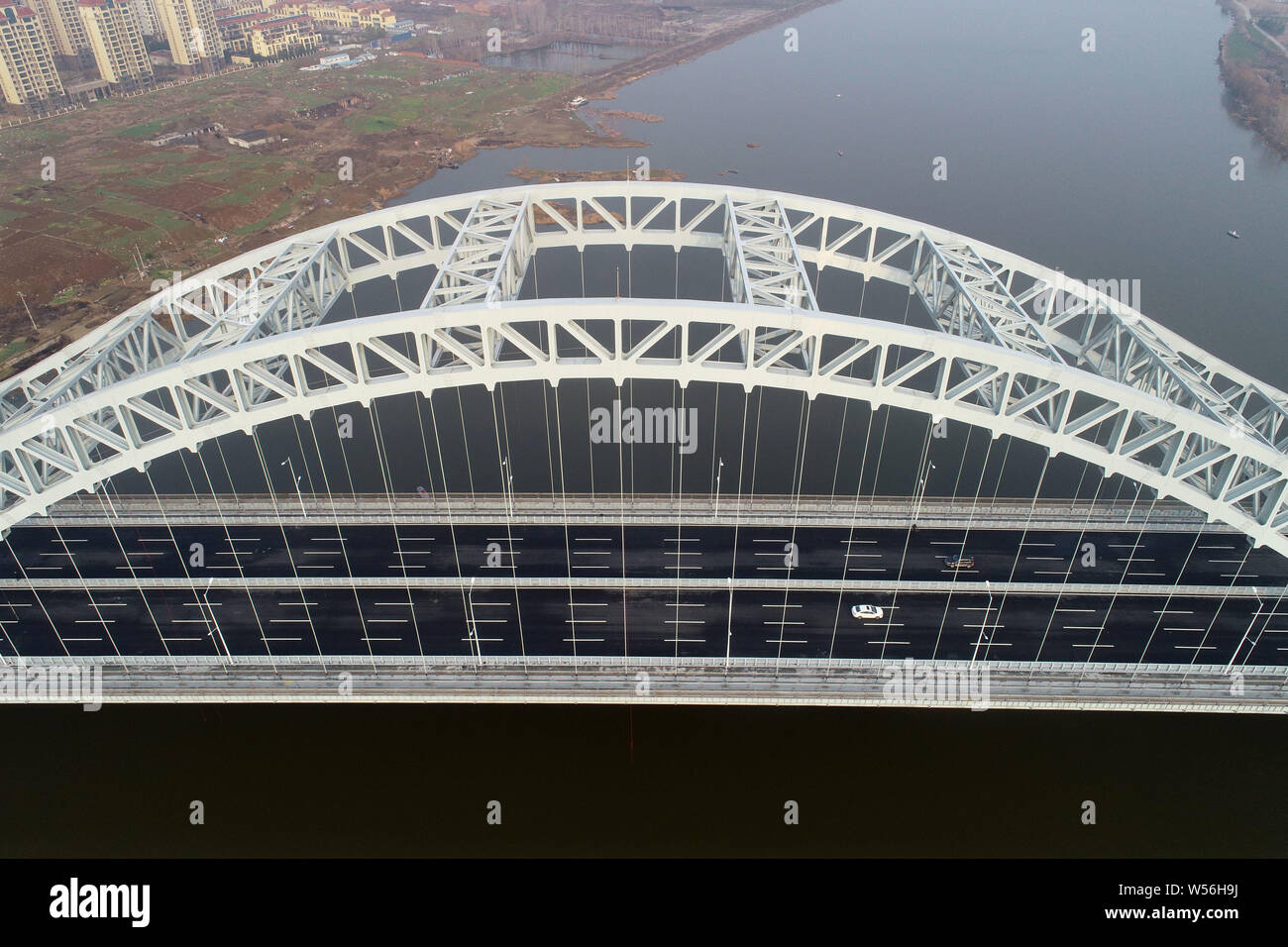 An aerial view of the New Liuliang River Bridge, which is the first ...