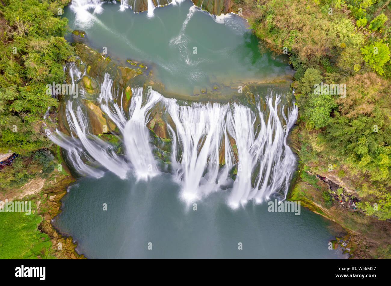 An aerial view of the Huangguoshu Waterfall in Anshun city, southwest ...