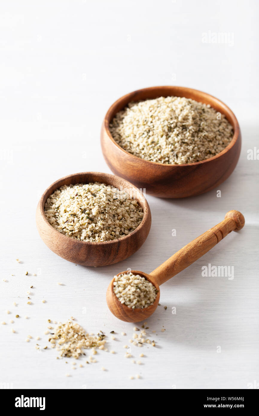 hulled hemp seeds, healthy superfood supplement Stock Photo - Alamy