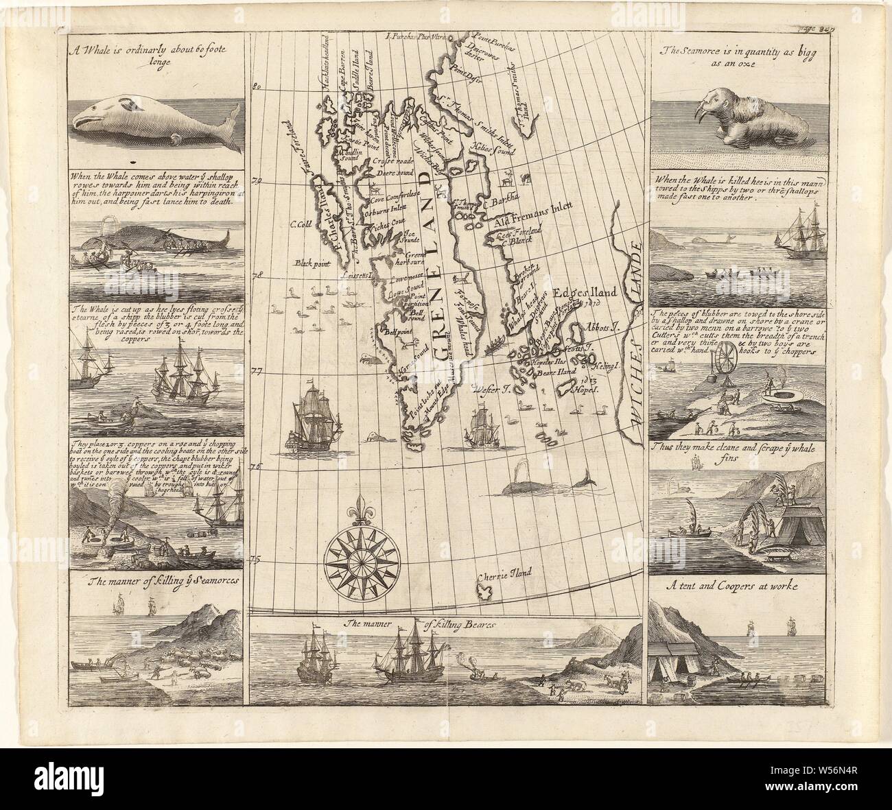 Map of Spitsbergen by Thomas Edge, 1625 Greneland (title on object ...