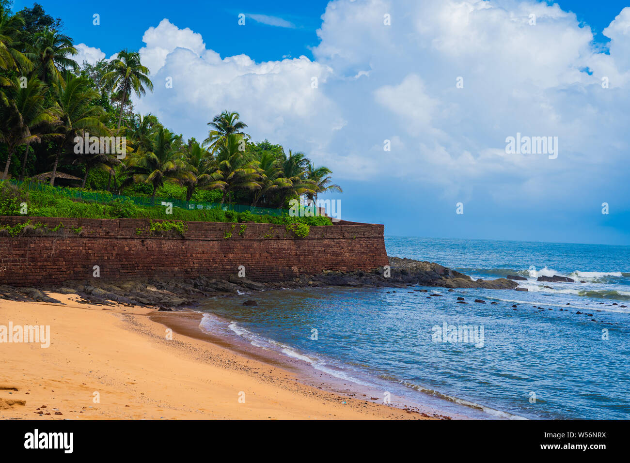 Sinquerim Fort overlooks the beautiful Sinquerim Beach in Goa Stock ...