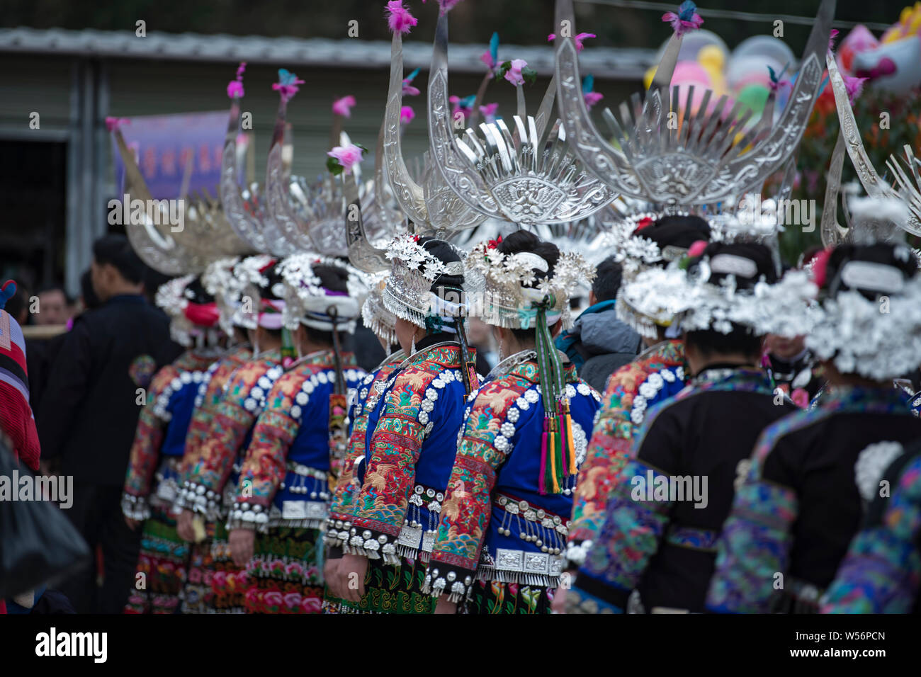 Local Chinese people of Miao ethnic minority dressed in traditional ...