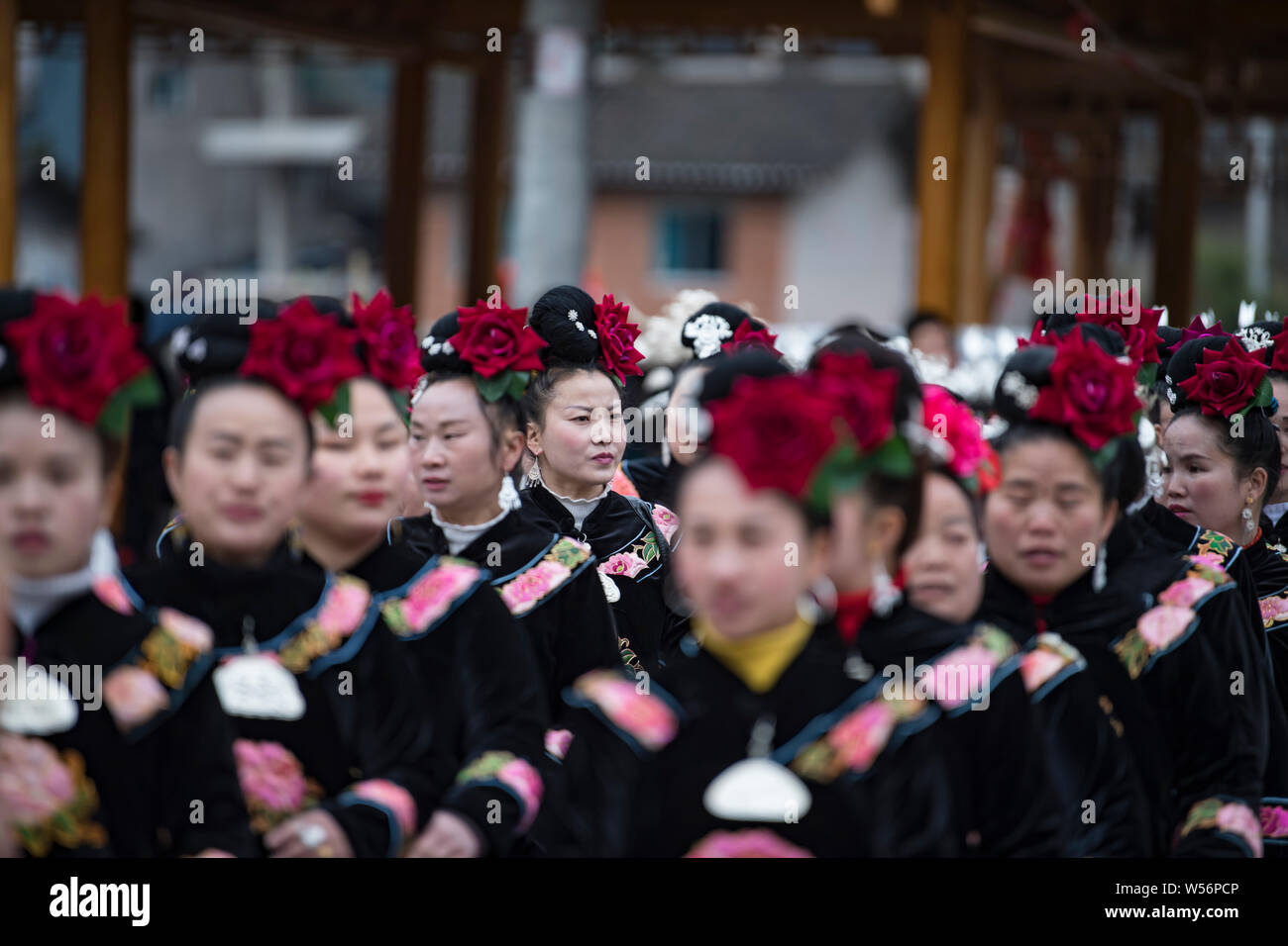 Local Chinese people of Miao ethnic minority dressed in traditional ...