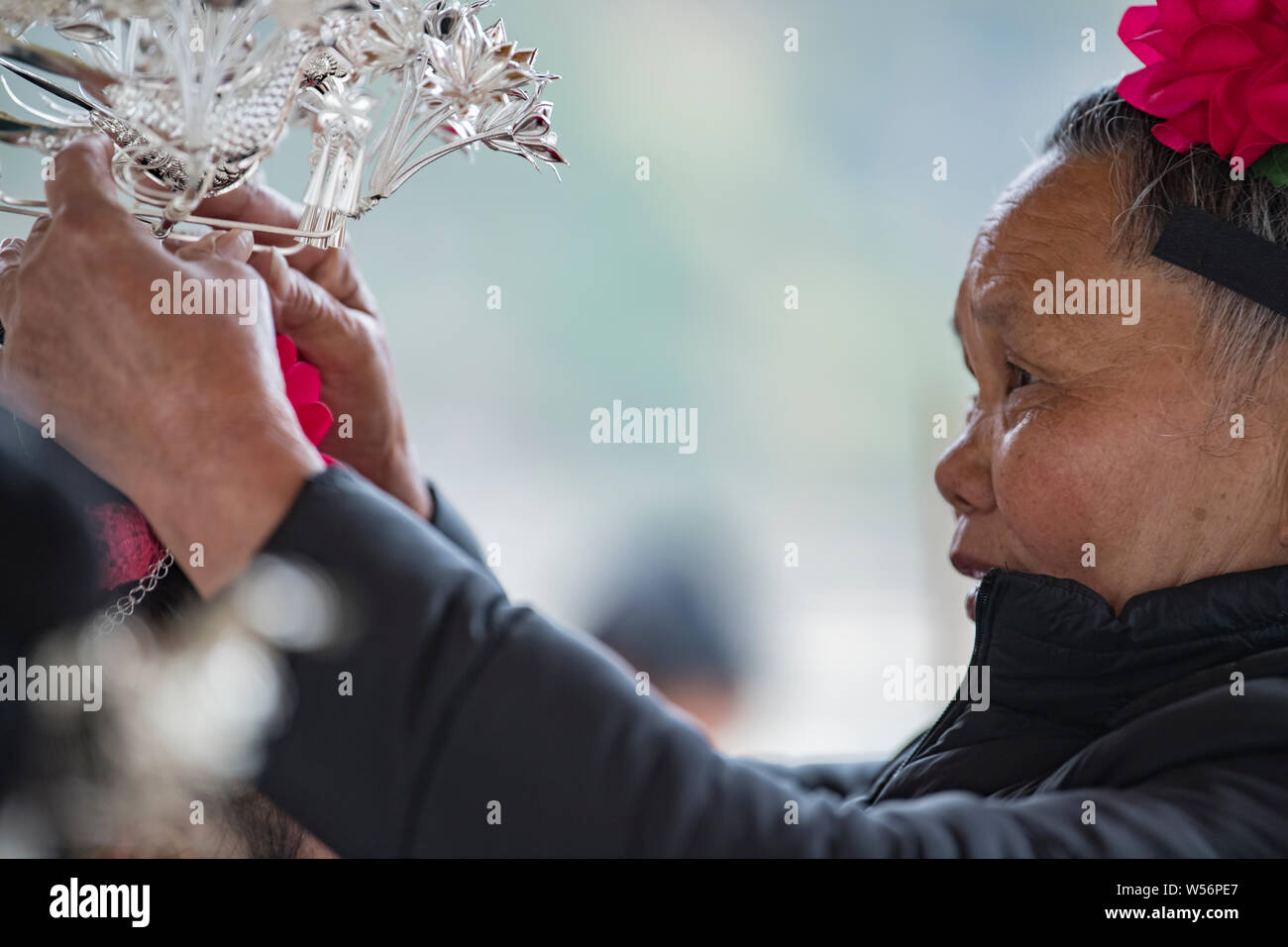 Local Chinese people of Miao ethnic minority dressed in traditional ...
