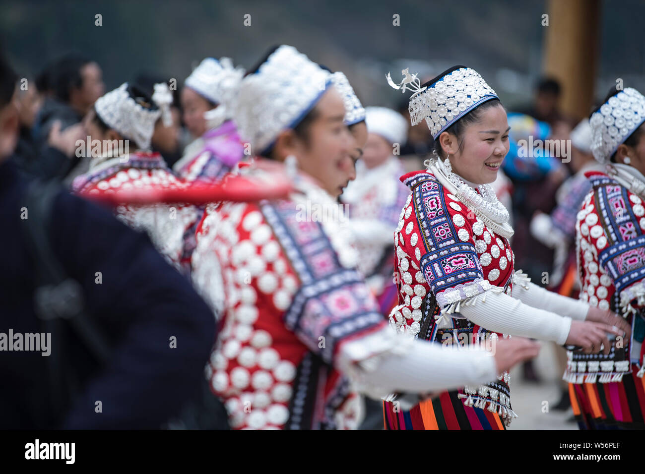 Local Chinese people of Miao ethnic minority dressed in traditional ...