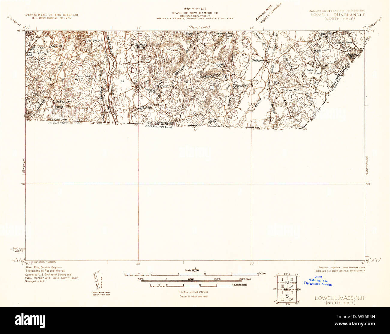 Massachusetts USGS Historical Topo Map MA Lowell 352418 1931 48000 ...