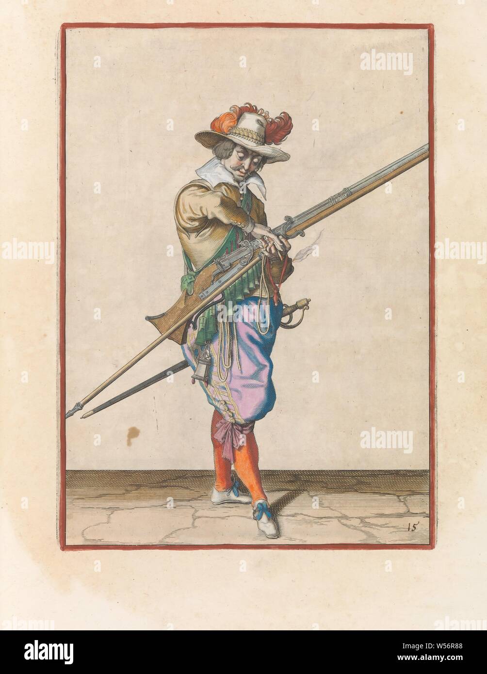 Soldier with a musket transferring his wick from his right to his left ...