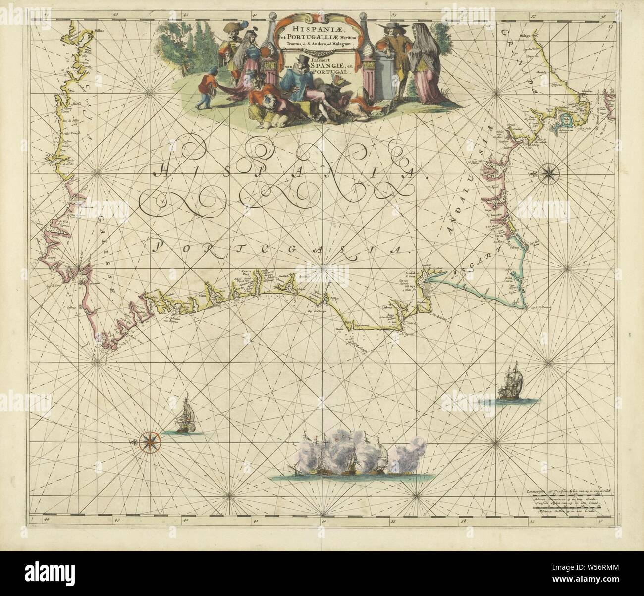 Map of the coast of Spain and Portugal, Hispaniae, and Portugalliae ...