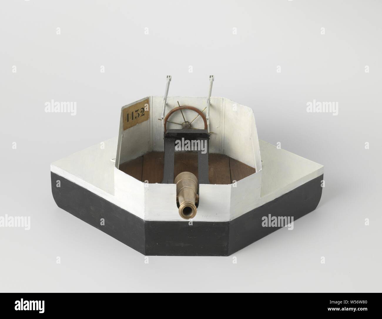 Model of a Floating Battery, Polychromed brass model of a floating ...