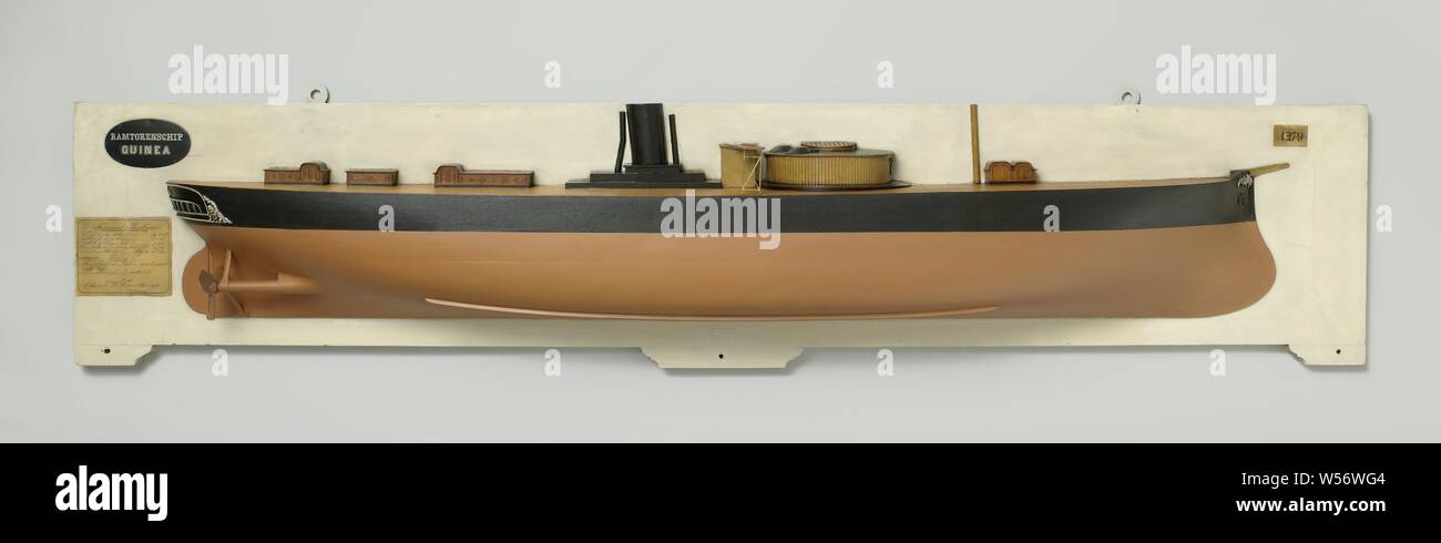 Half Model or an Ironclad Ram Ship, Polychrome stacked model and half ...