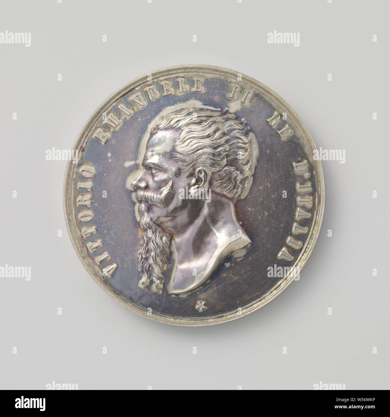 Medal, Silver Medal. Front: bust and profile of Victor Emanuel II of ...