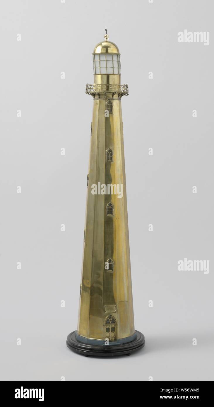 Model of a Lighthouse, Brass model of the Scheveningen lighthouse, on a ...
