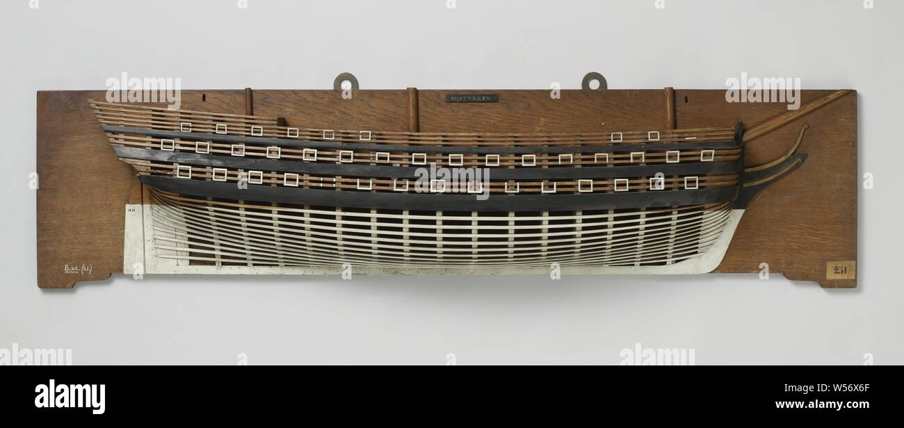 Half Model or an 80-Gun Ship of the Line, Polychromed mold model ...