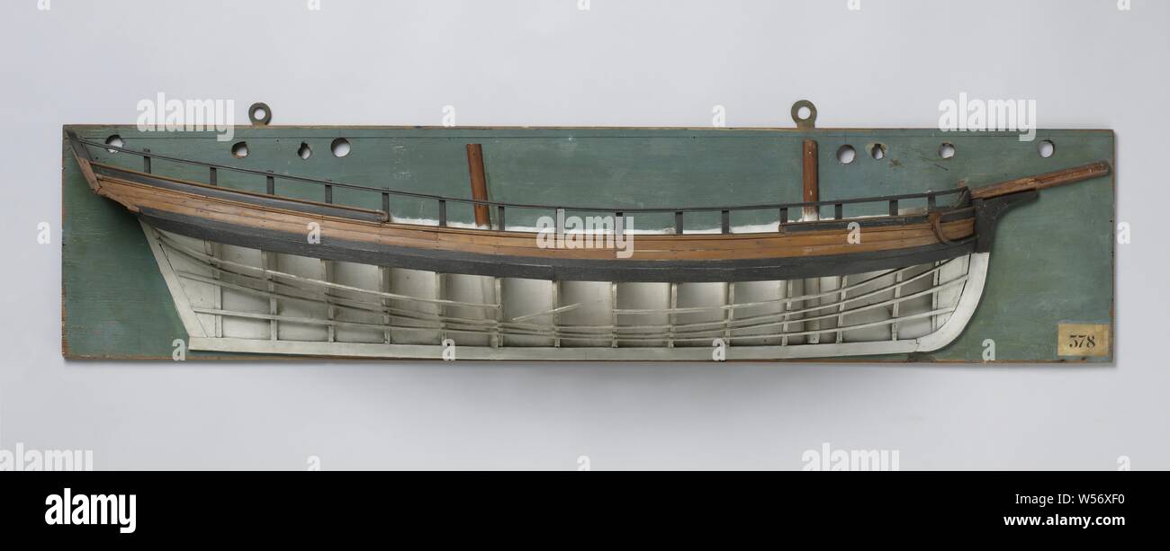 Half Model or an 8-Gun Brig, Polychromed mold model (starboard) of a ...