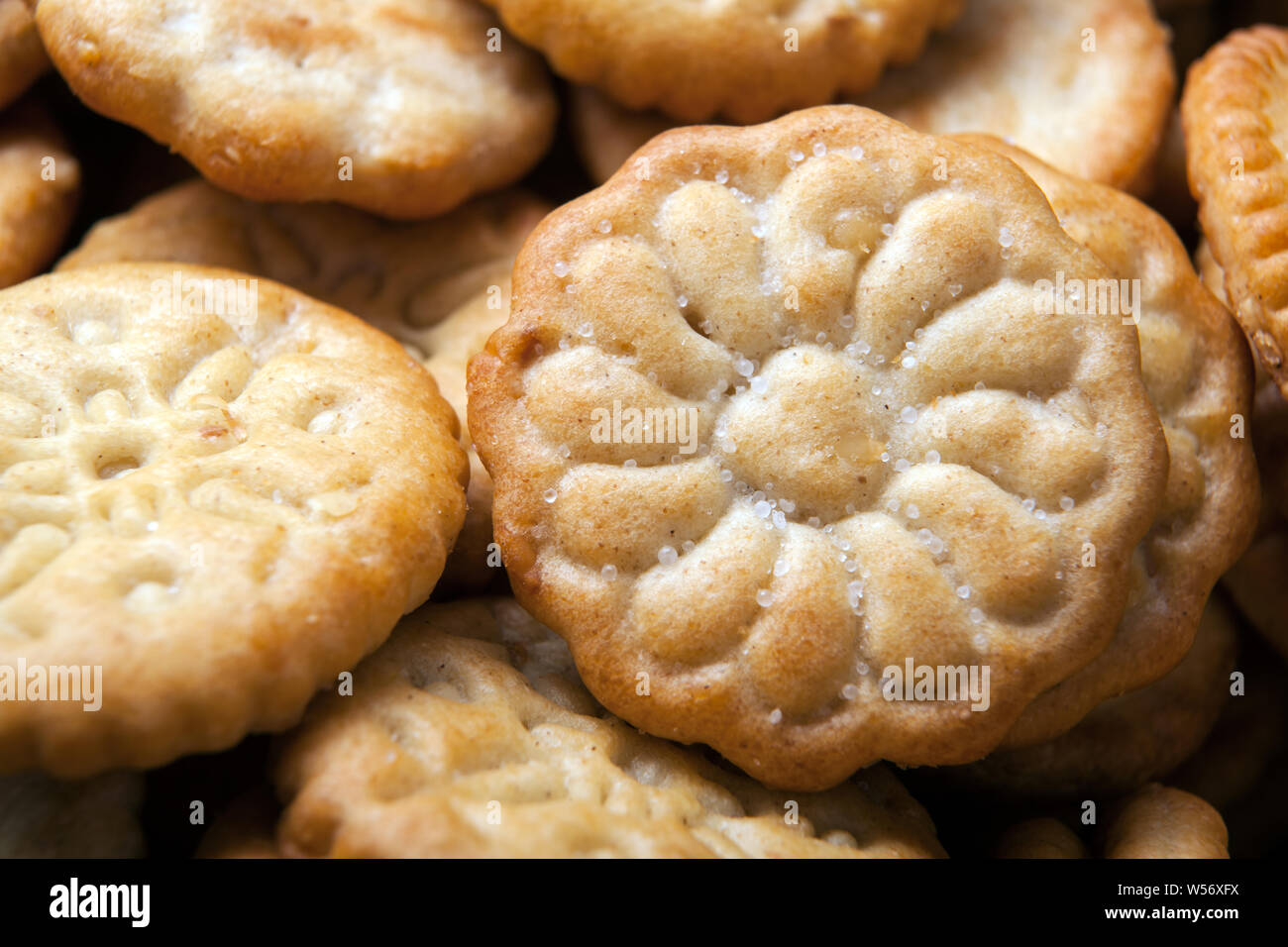 handful of crusty baked crackers close up Stock Photo - Alamy