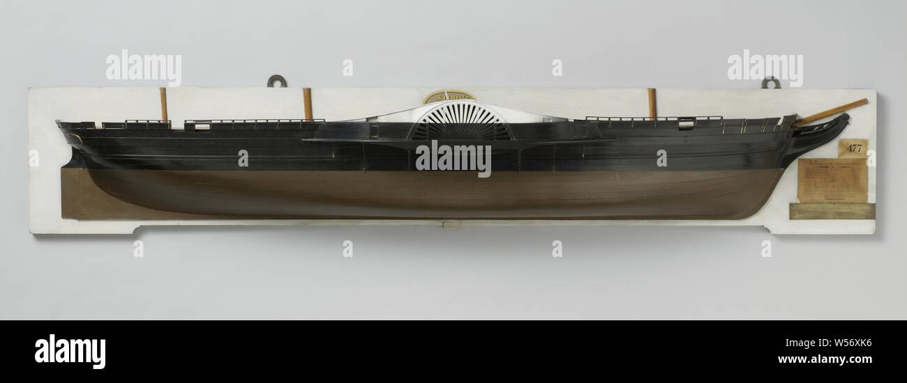 Half Model of a Paddle Steamer, Polychrome, fully planked mold model ...