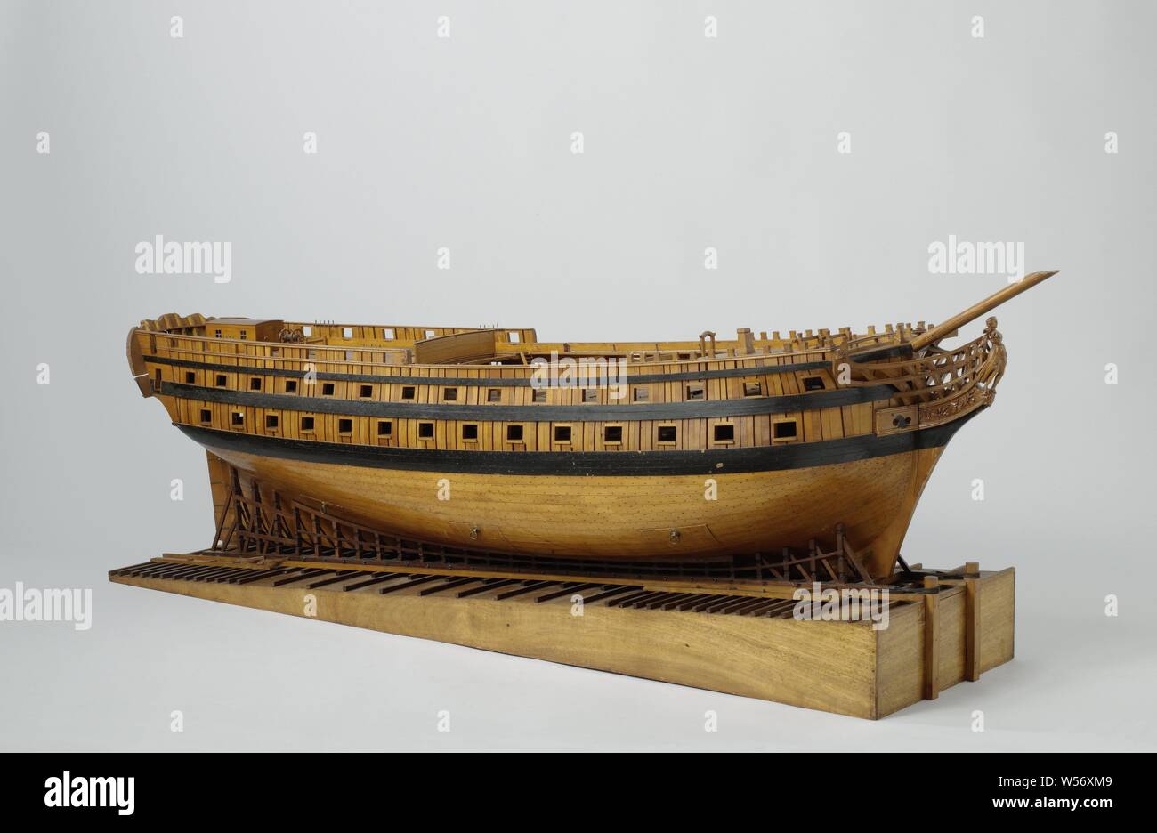 Model of a 74-Gun Ship on a Slipway, Construction model or the hull of ...