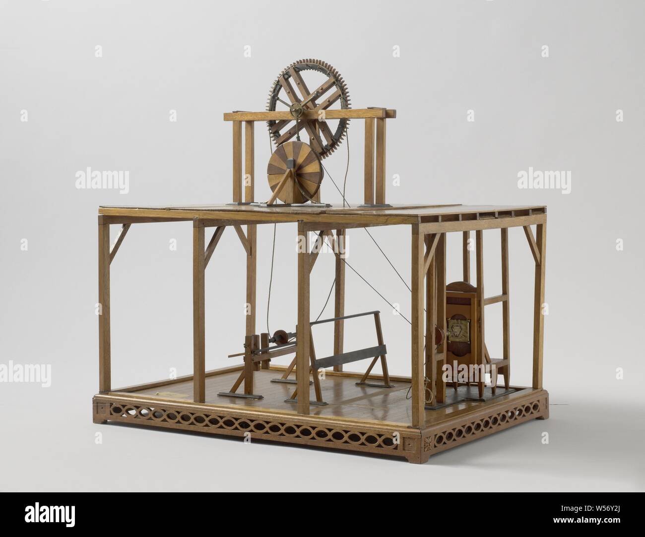 Model of a workshop with lathe and drilling machine, c. 1797 Stock ...
