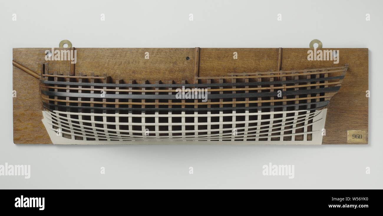 Half Model of a Ship, Mold Model (port) of a three-mast. No gun ports ...