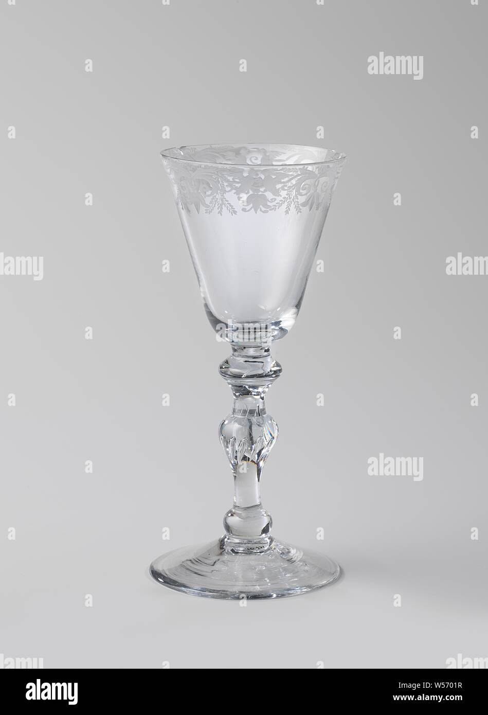 Chalice with ornament border, conical foot. Baluster-shaped trunk with ...