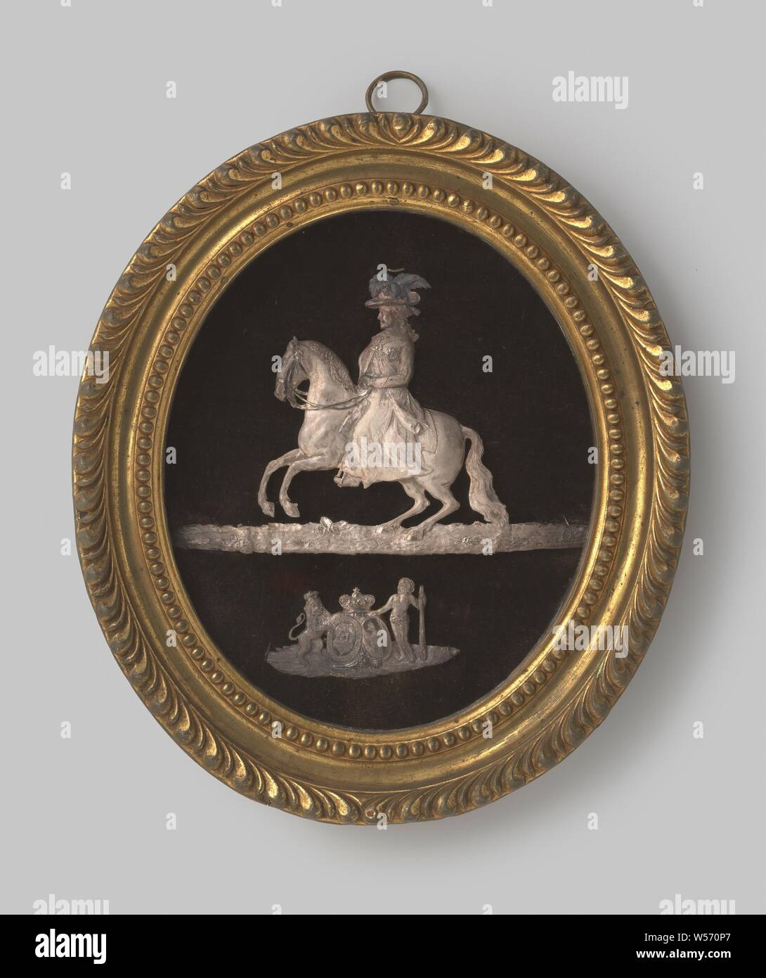 Bas relief of Wilhelmina of Prussia on horseback, Silver bas relief of ...