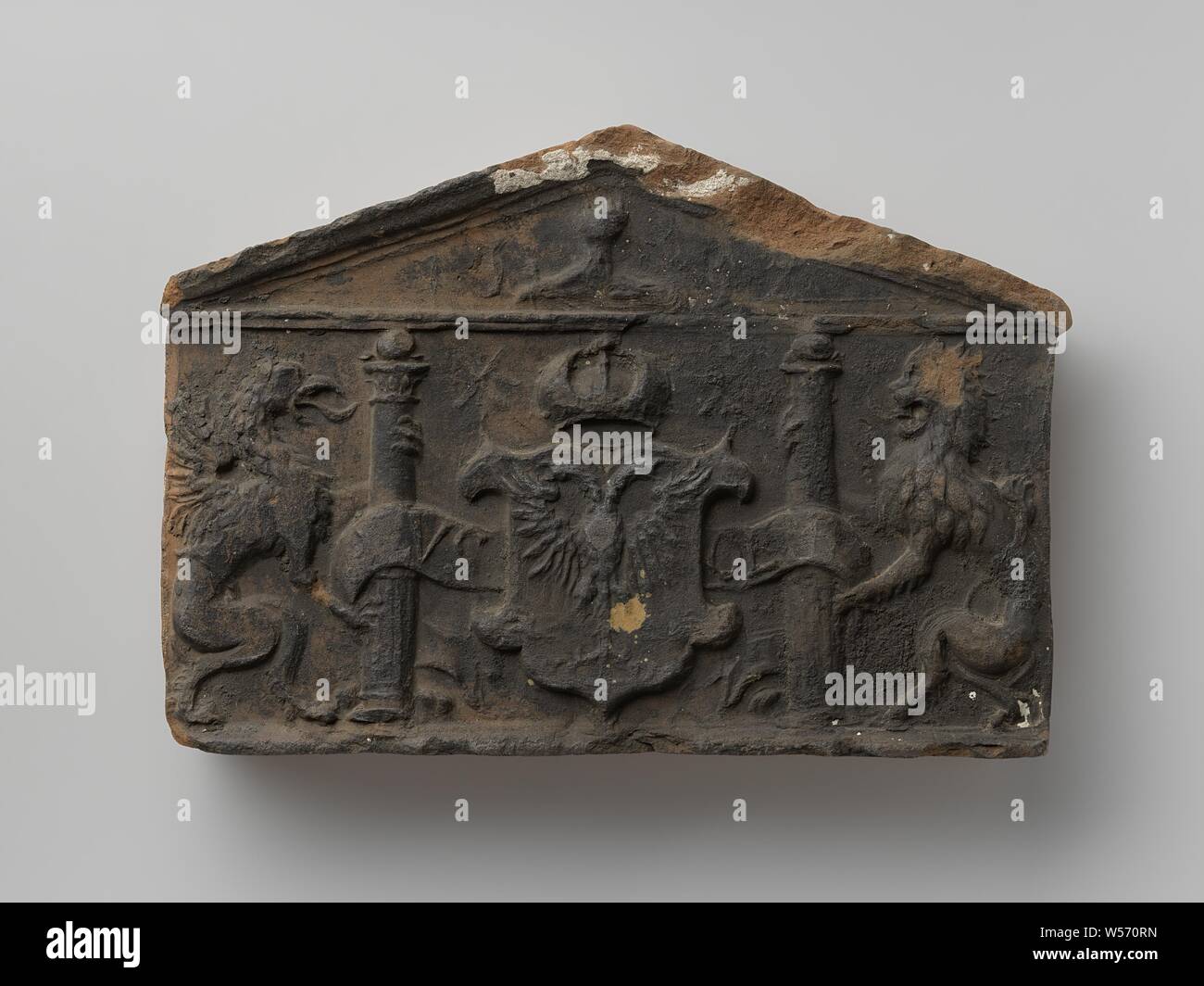 Fireplace capstone with the coat of arms of Charles V, Fronton-shaped ...