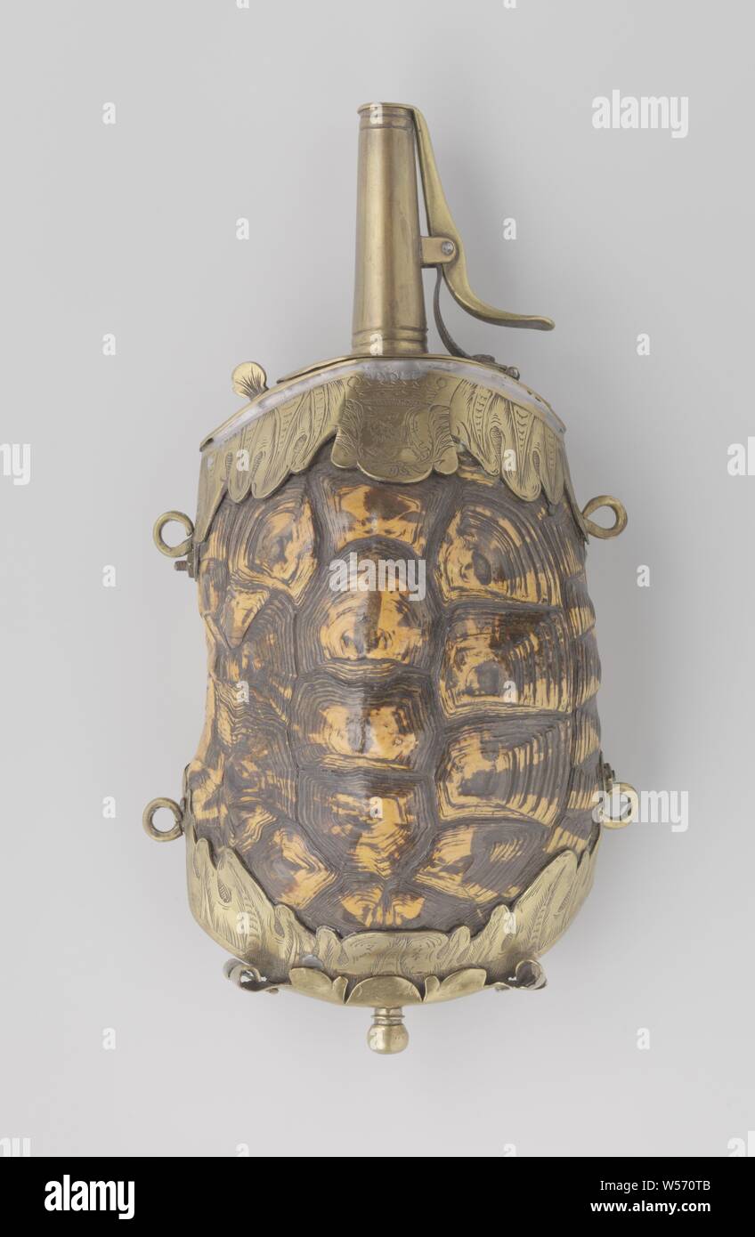 Powder flask Powder bottle made from the shell of a turtle, Powder ...