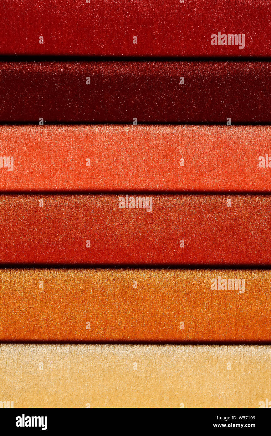 Textile material samples in ideal warm colours Stock Photo - Alamy
