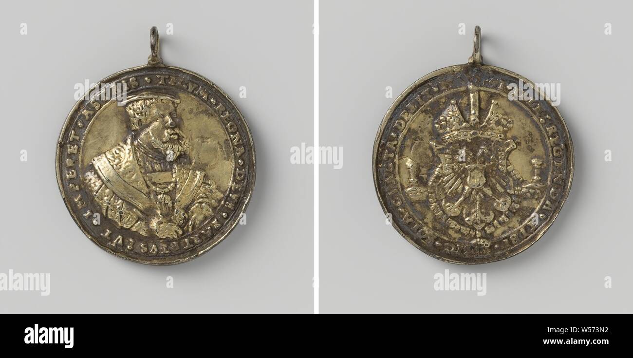 Charles V, German Emperor, Silver Medal with Carrying Eye. Obverse: man ...