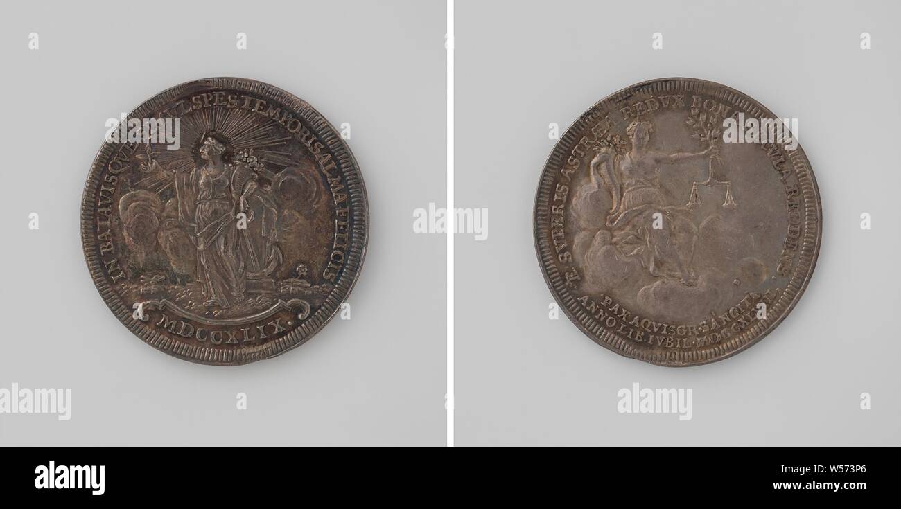 Beginning of the year 1749 and peace in Aachen, Silver Medal. Obverse ...