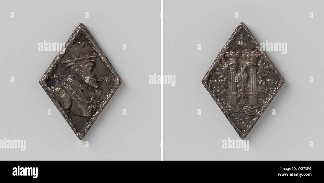 Charles V, German Emperor, diamond shaped, Silver medal. Front: man's ...