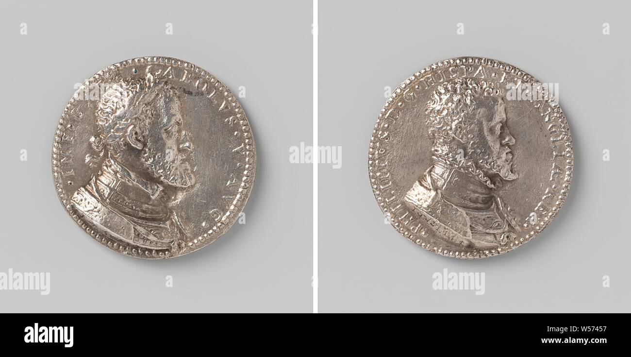 Distance from Charles V for Philip II, Silver Medal. Front: man's bust ...