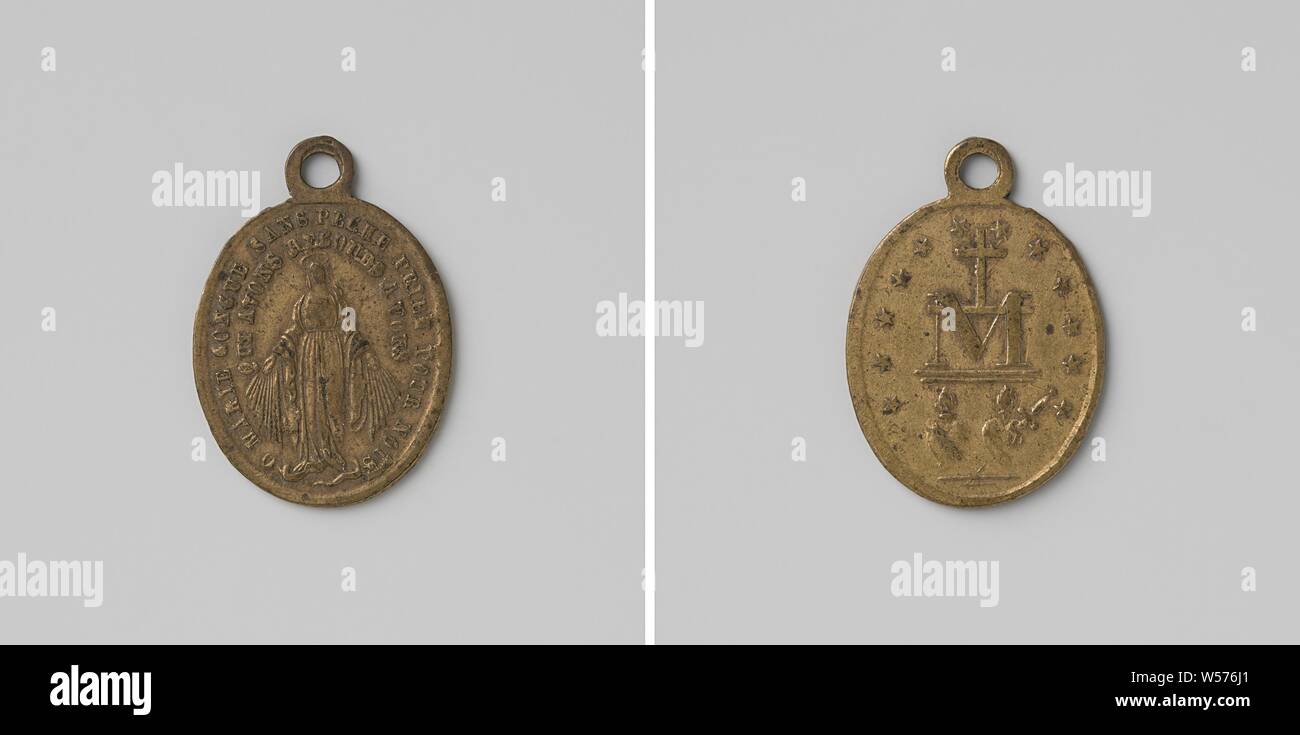 Miraculous medal, devotion token dedicated to the Immaculate Conception ...
