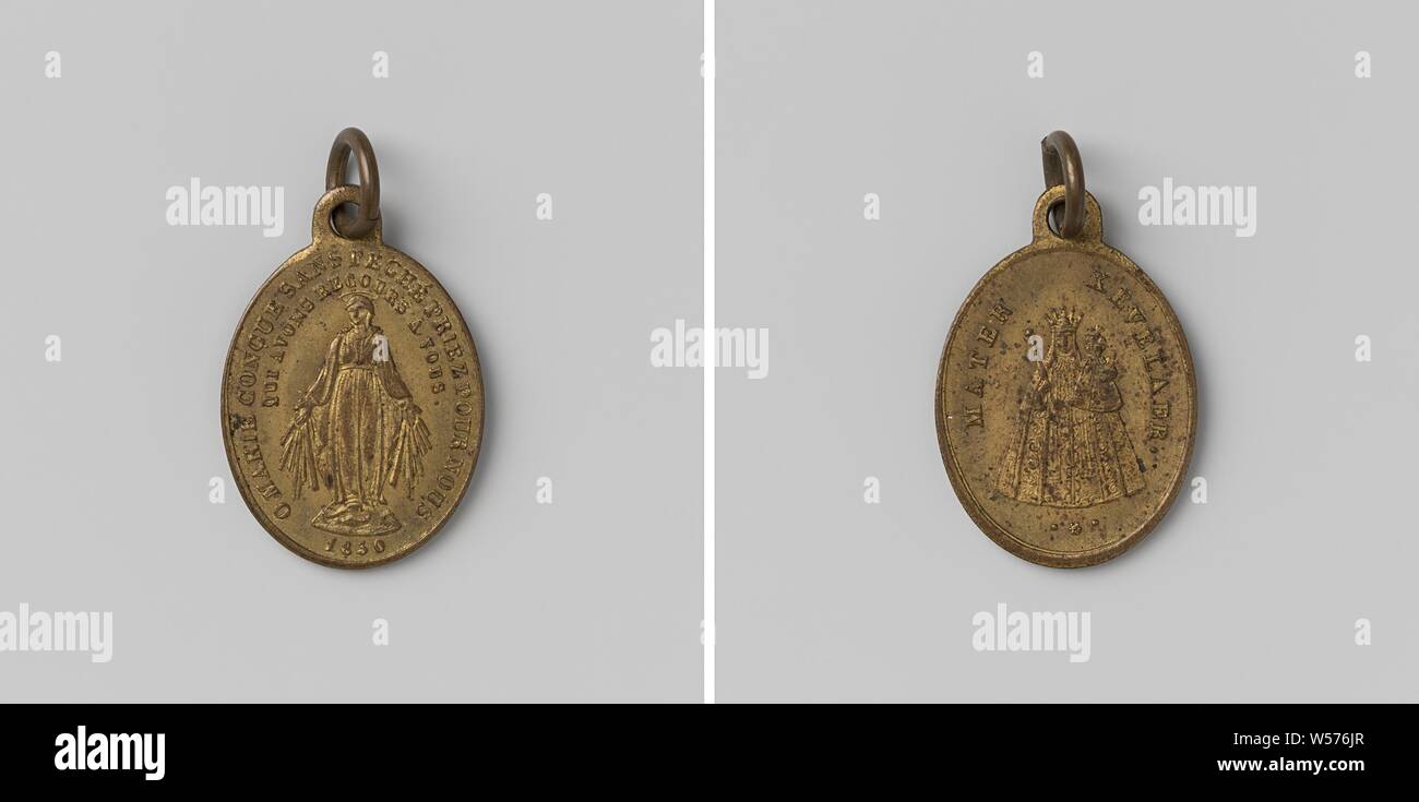Miraculous medal, devotion token dedicated to the Immaculate Conception ...