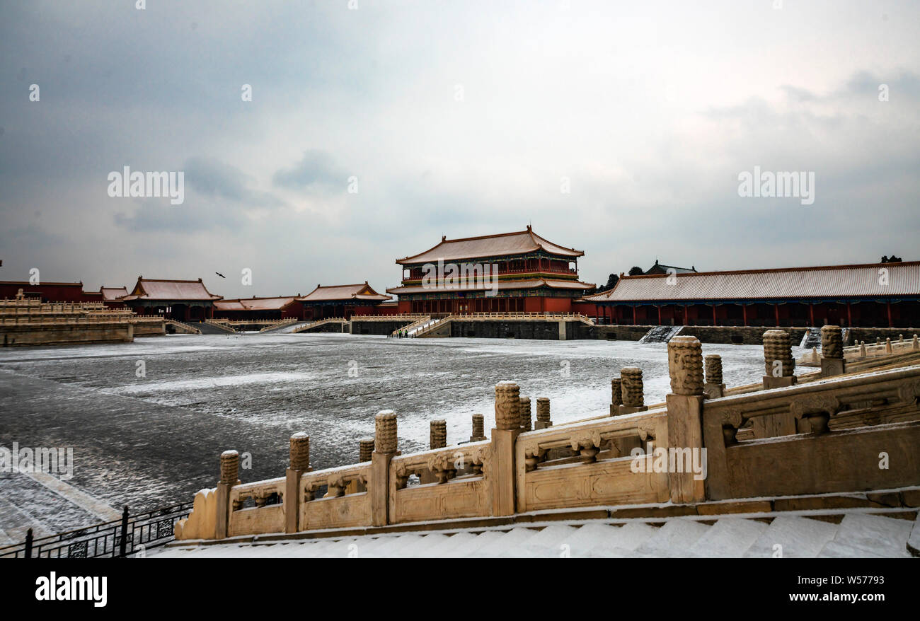 The Palace Museum, also known as the Forbidden City, is covered with ...