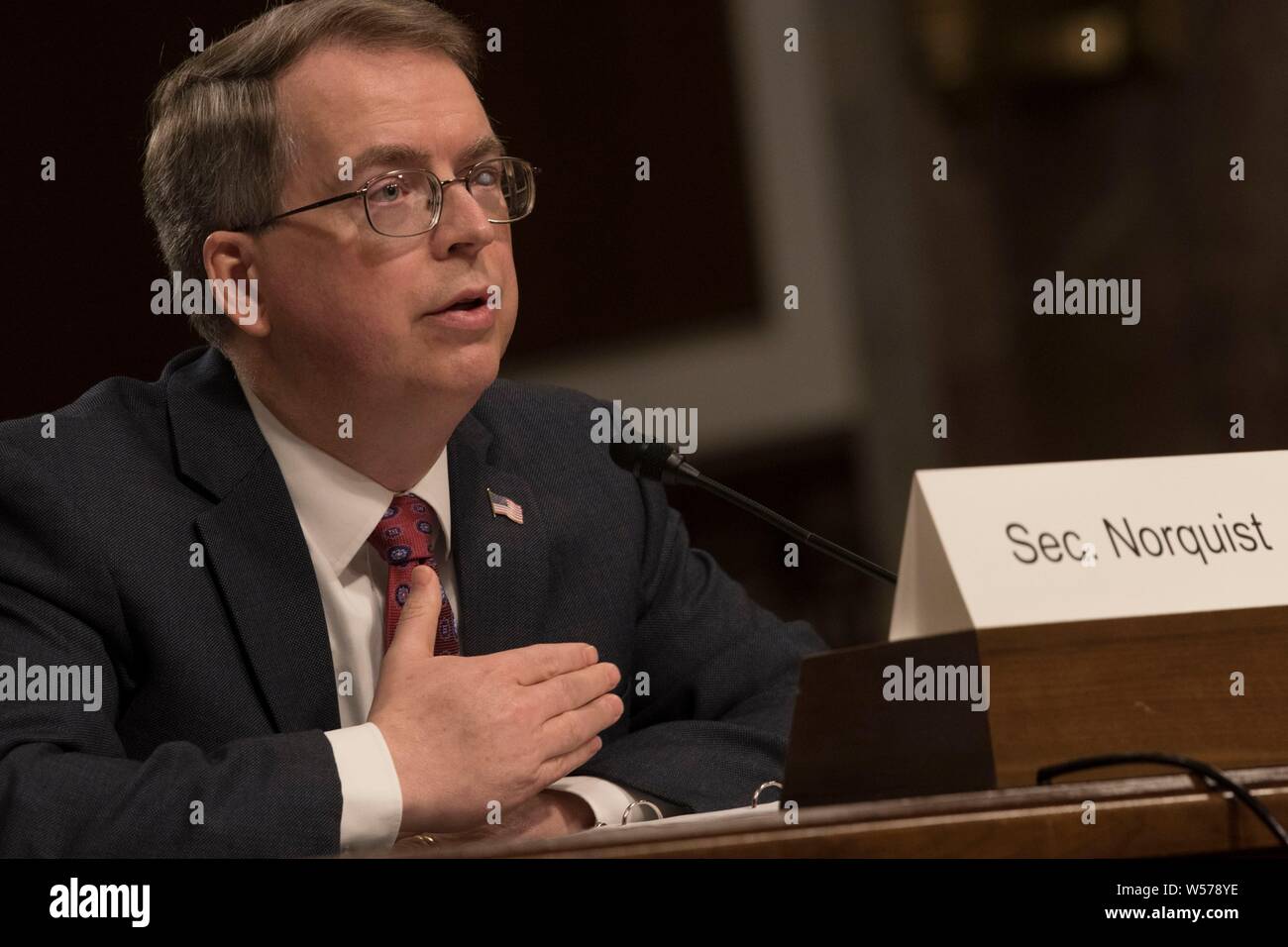 U.S. Under Secretary of Defense David L. Norquist testifies during his ...