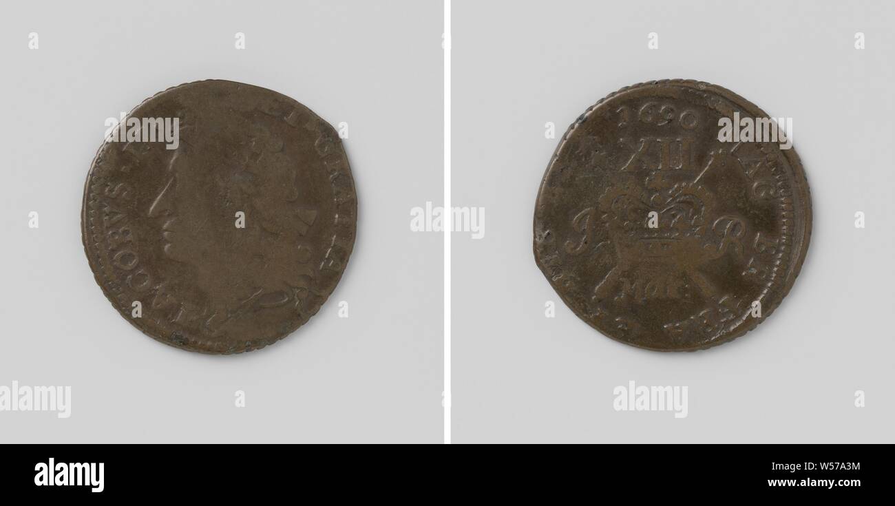 Shilling, James II, King of England, emergency coin from March 1690 ...