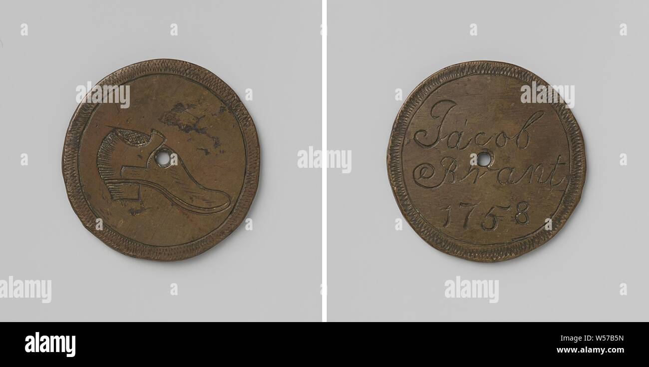 Shoemaker's Guild, Guild Medal of Jacob Brant, Brass Medal with Hole in ...