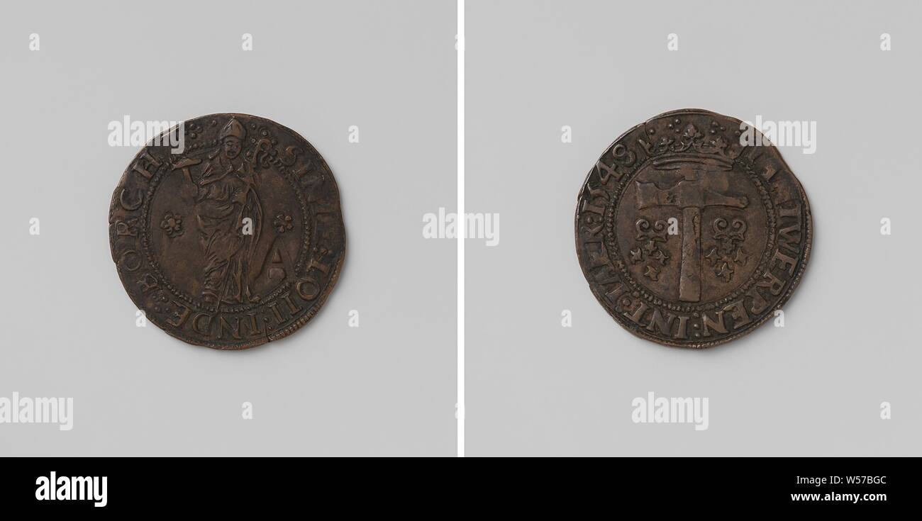 St. Eligius or Blacksmith's Guild of Antwerp, Copper Medal. Obverse ...