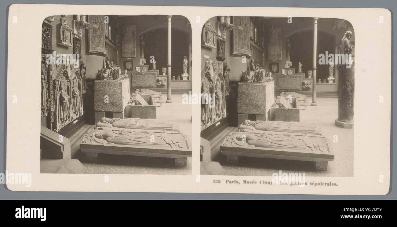 Hall with tombstones in the Musée de Cluny in Paris Paris, Musée Cluny ...