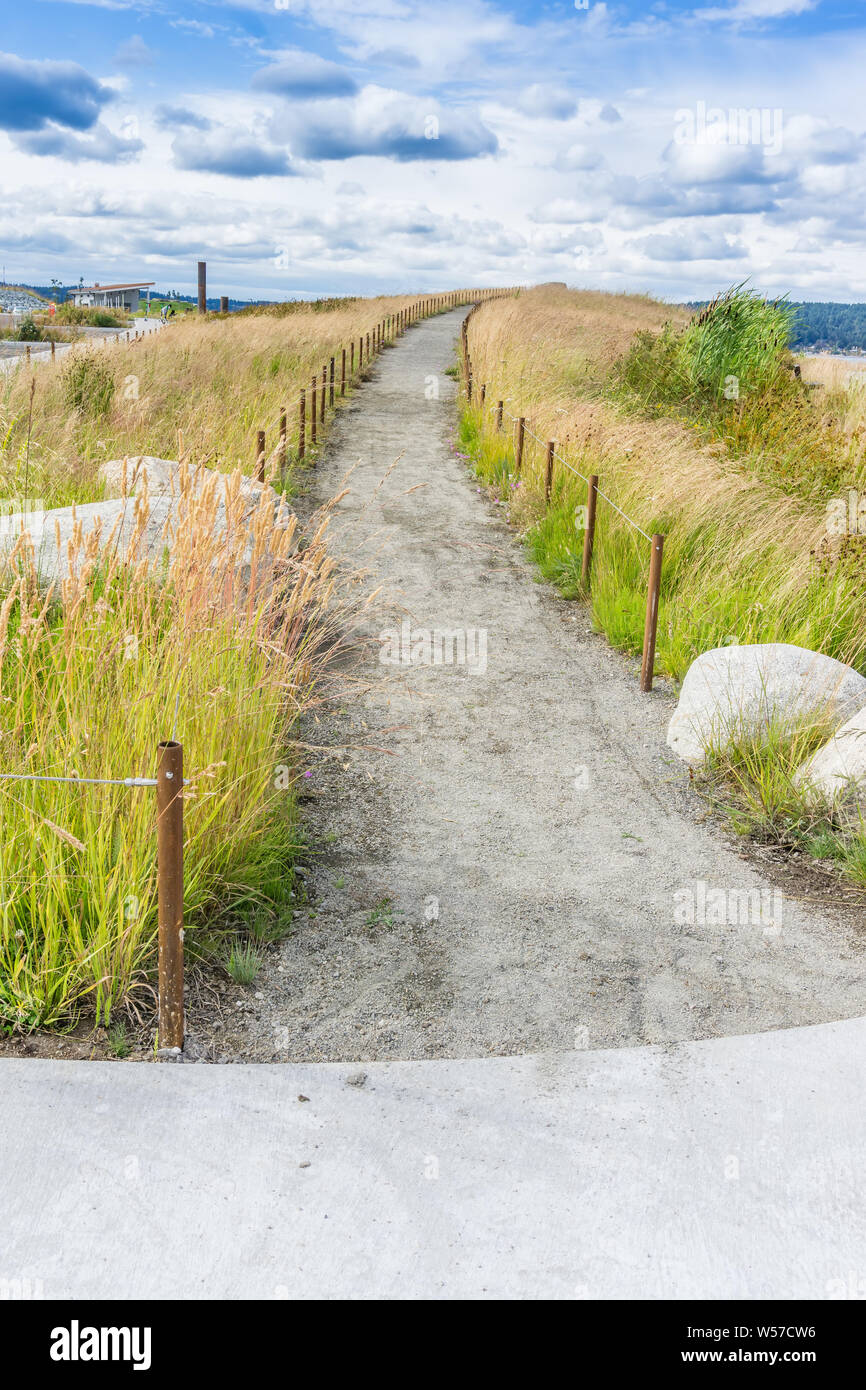 A dirt path leads up a small hill at Dune Peninsula Park in Tacoma ...
