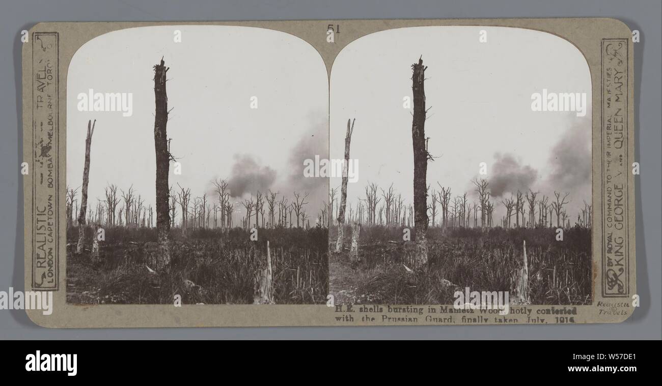 H.E. shells bursting at Mametz Wood, hotly contested with the Prussian ...