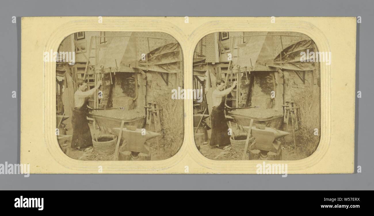 Scene in the workshop: blacksmith by fire, anonymous, 1860 - 1880 Stock ...