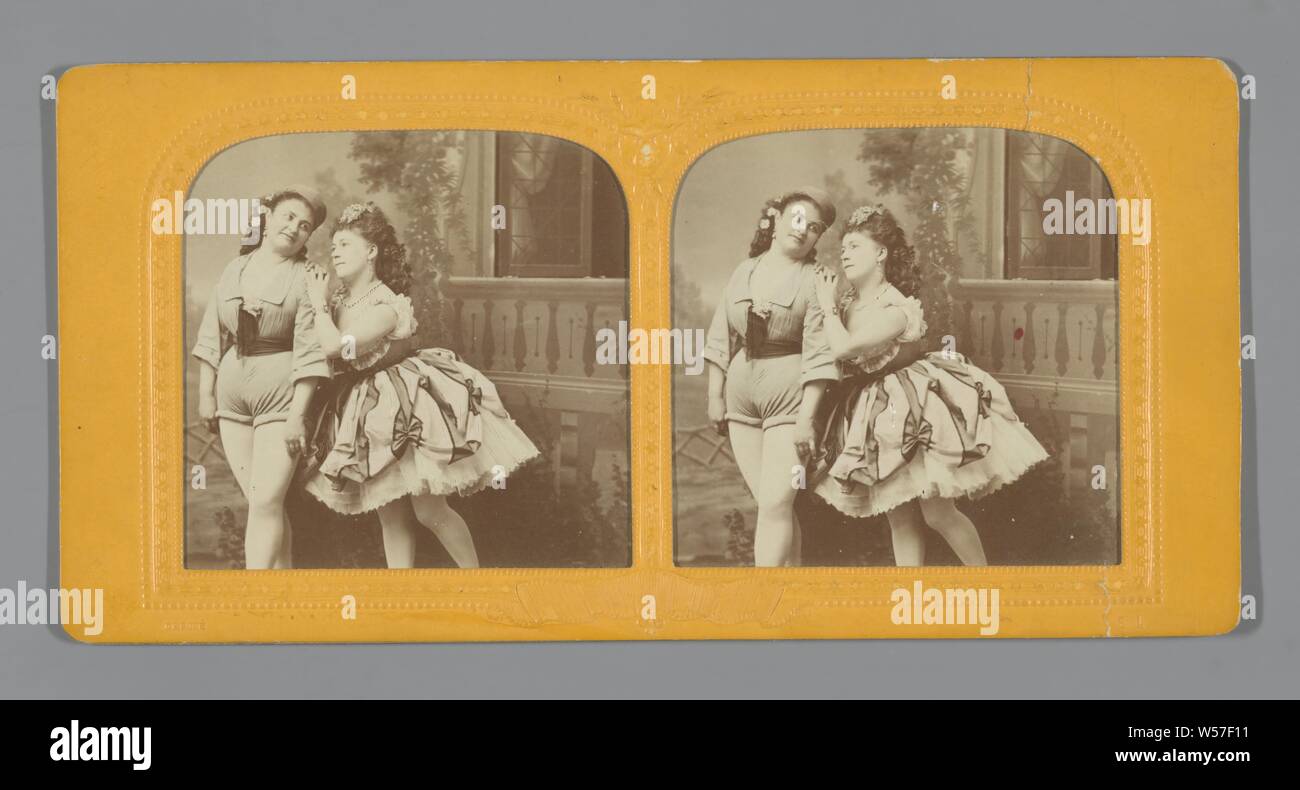 Scene outside: two women in dance suits, EL, 1860 - 1880 Stock Photo ...