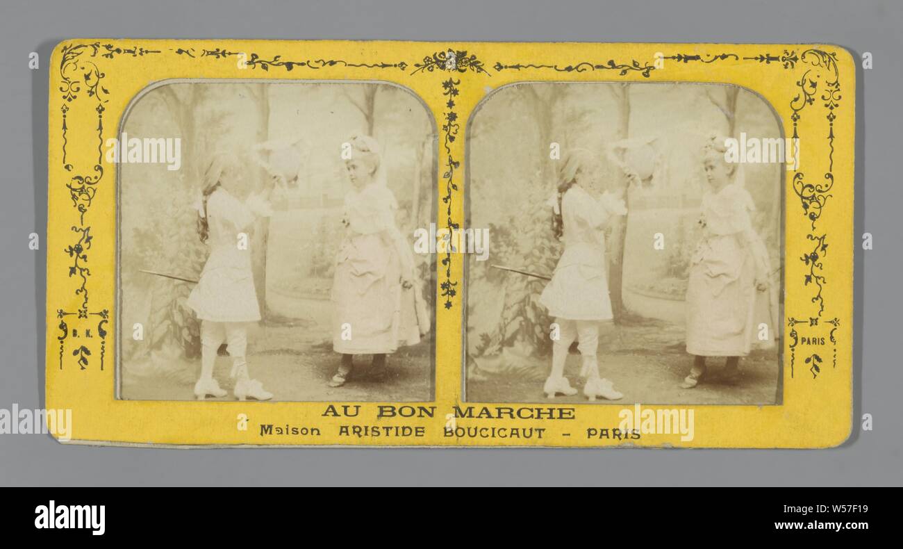 Two girls in historical clothes, Adolphe Block, 1860 - 1890 Stock Photo ...